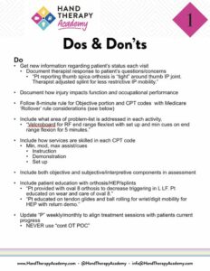 Hand Therapy evaluation template and documentation